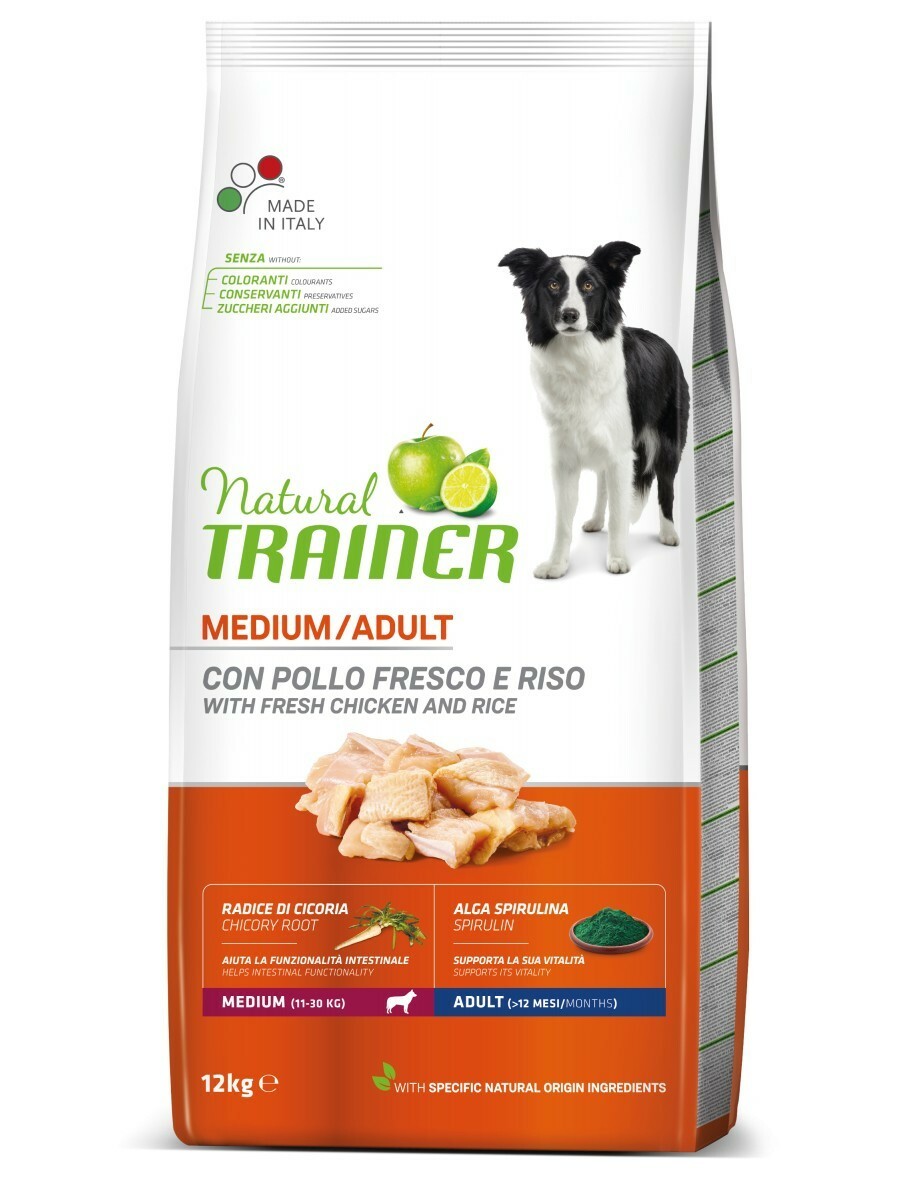 Trainer Natural Dog sa svežom piletinom za odrasle pse srednjih rasa 12kg