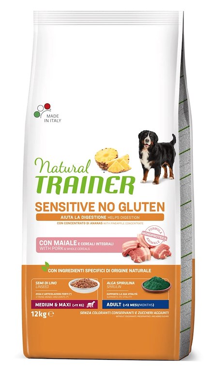 Trainer Natural Sensitive No Gluten Svinjetina za odrasle pse srednjih i velikih rasa 12kg