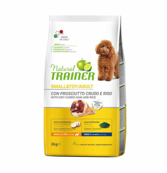 Trainer Natural Dog sa sirovom šunkom i pirinčem za odrasle pse malih rasa 2kg