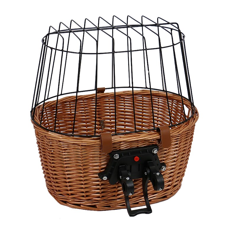 Duvo+ Korpa za bicikl za ljubimce, Provence Wicker Bicycle Basket Front & Cushion