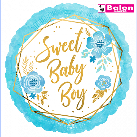 Baby boy floral geo 18in