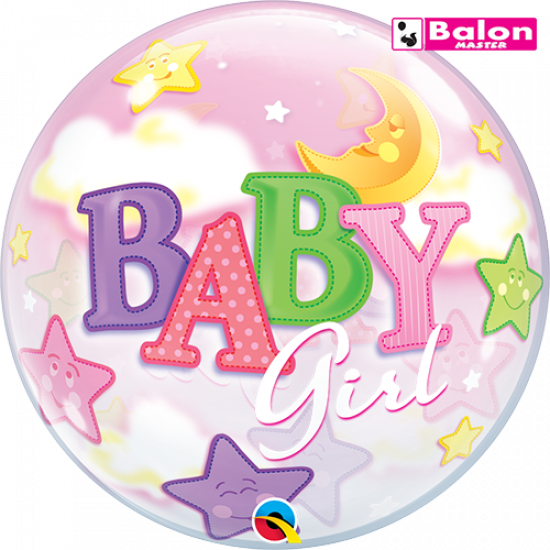 Baby girl moon and stars bubble 22in