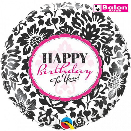 Birthday elegant damask 18in