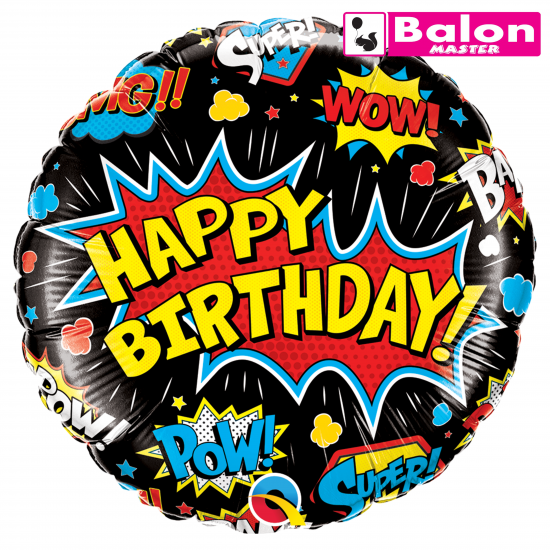 Birthday super hero black 18in