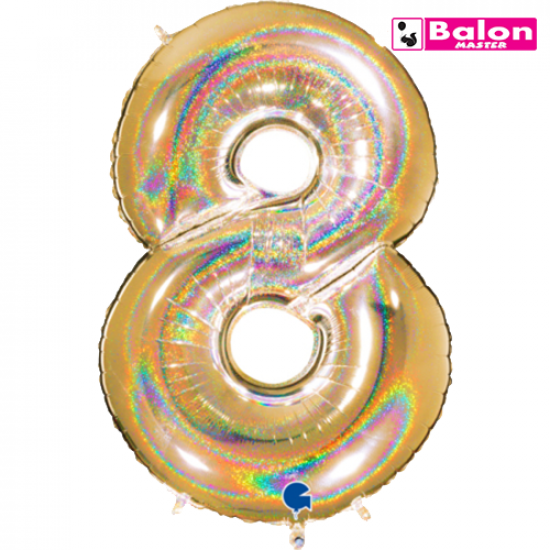 Glitter holographic gold number 8