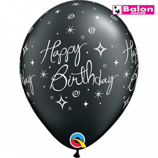 Latex birthday elegant sparkles and swirls 11in