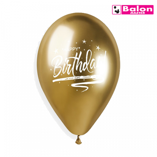 Latex shiny happy birthday gold 13in