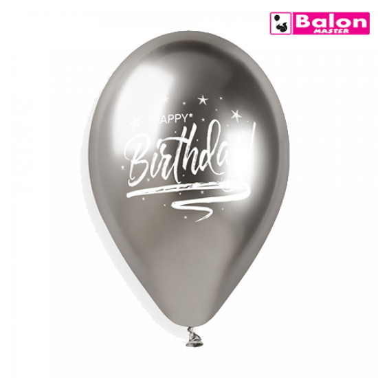 Latex shiny happy birthday silver 13in