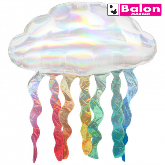 Shape cloud with streamers holographic iridescent