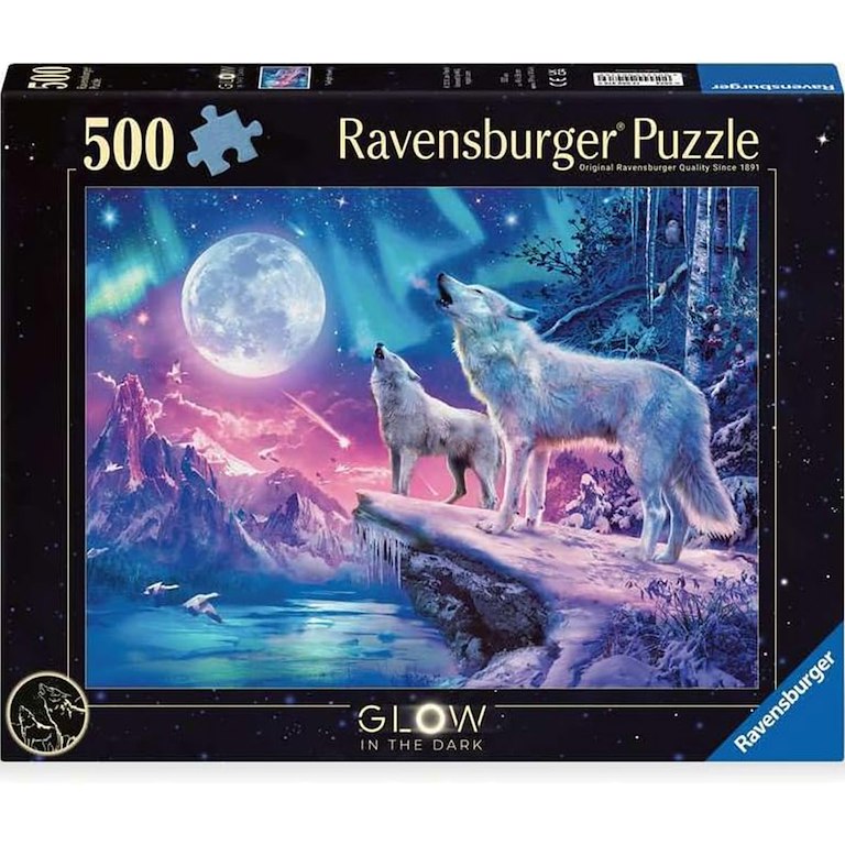 Ravensburger puzzle (slagalice) - 500pcs Glow in the Dark Vukovi RA12000476