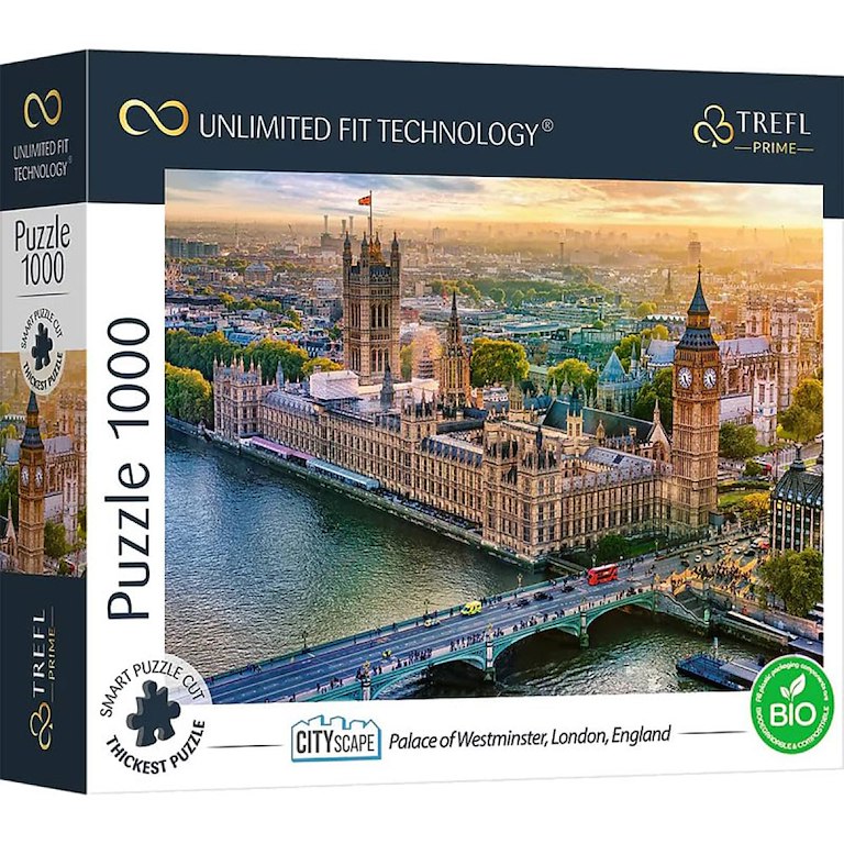 Trefl Prime Unlimited Fit Technology Puzzle Palace of Westminster, London, England 1000 pcs 10705