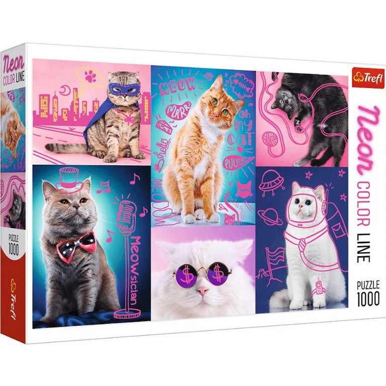 Trefl Puzzla 1000 pcs Neon Color Line - Cats 10581