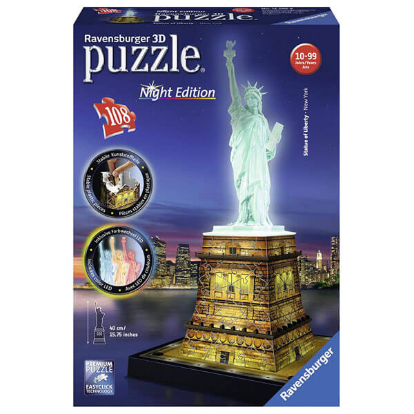 Ravensburger 3D puzzle (slagalice) - Night Edition Statua Slobode noćno izdanje RA12596