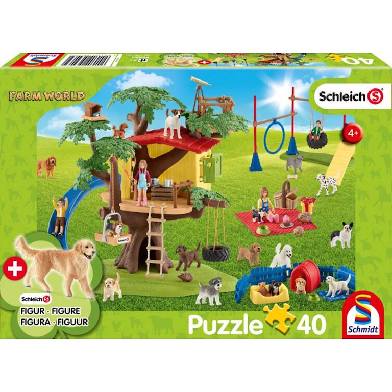 Schmidt puzzle 40 pcs Srećne Kuce sa Schleich Kucom 56403