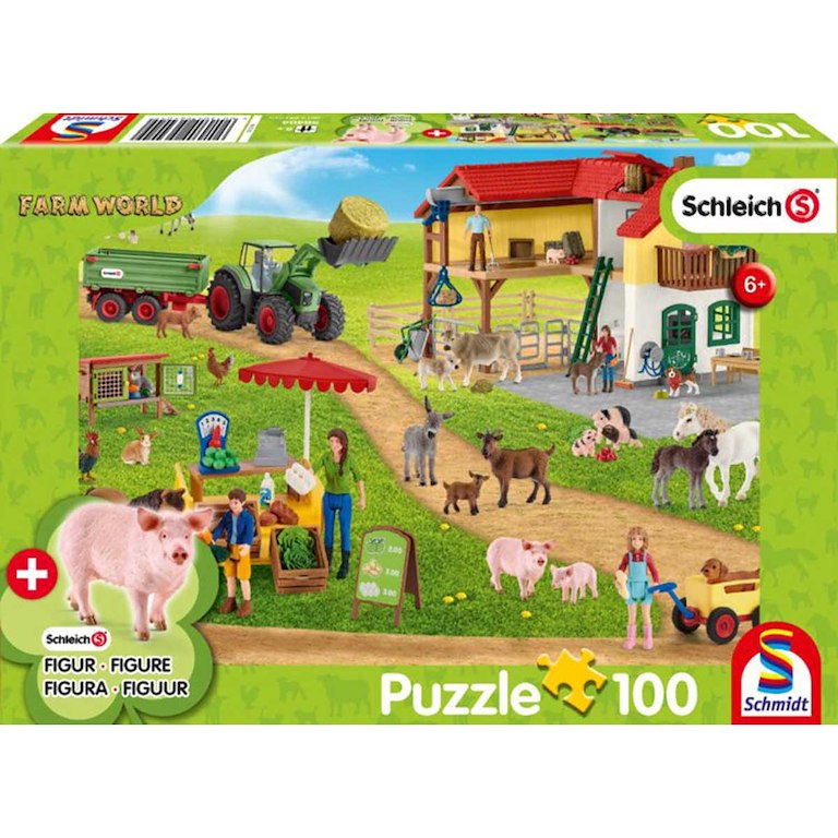 Schmidt puzzle 100 pcs Farma sa Schleich Svinjom 56404