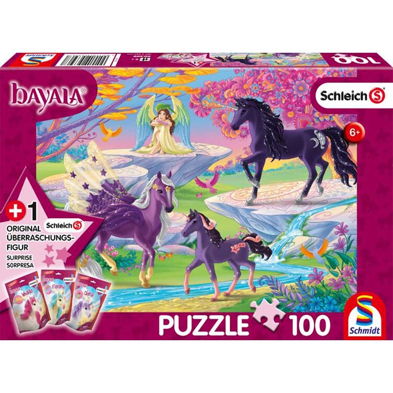 Schmidt puzzle 100 pcs Porodica Jednoroga sa Schleich Jednorogom 56396