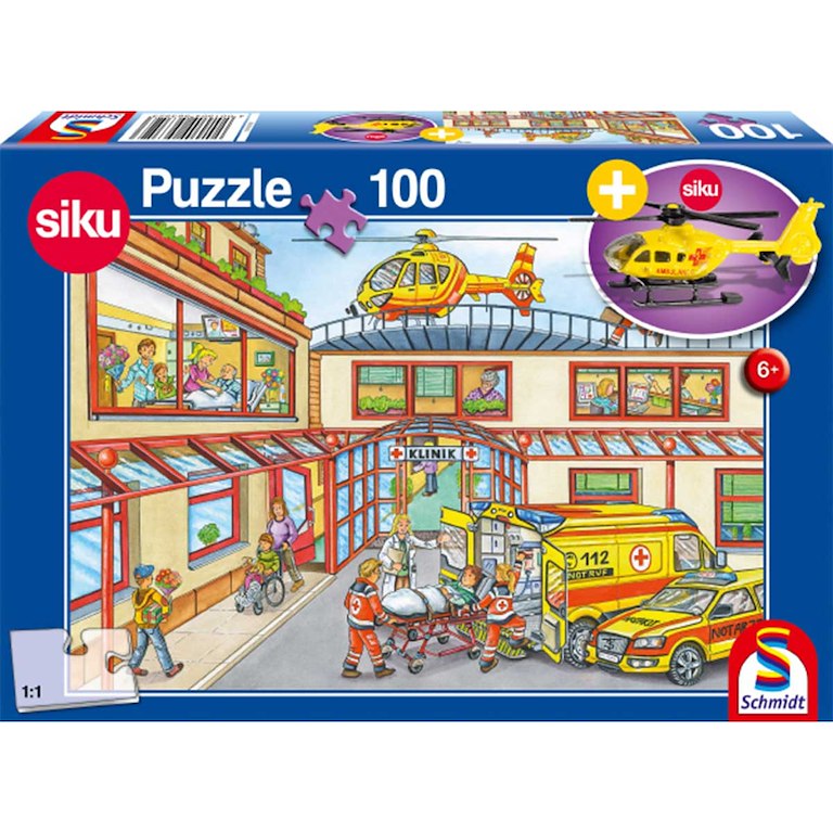 Schmidt puzzle 100 pcs Spasilački Helikopter sa Siku Helikopterom 56352