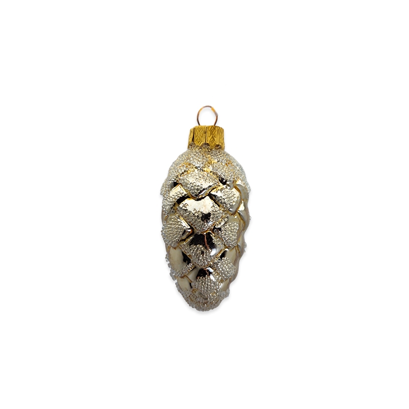 NG Xmas pine staklena 7x4cm gold