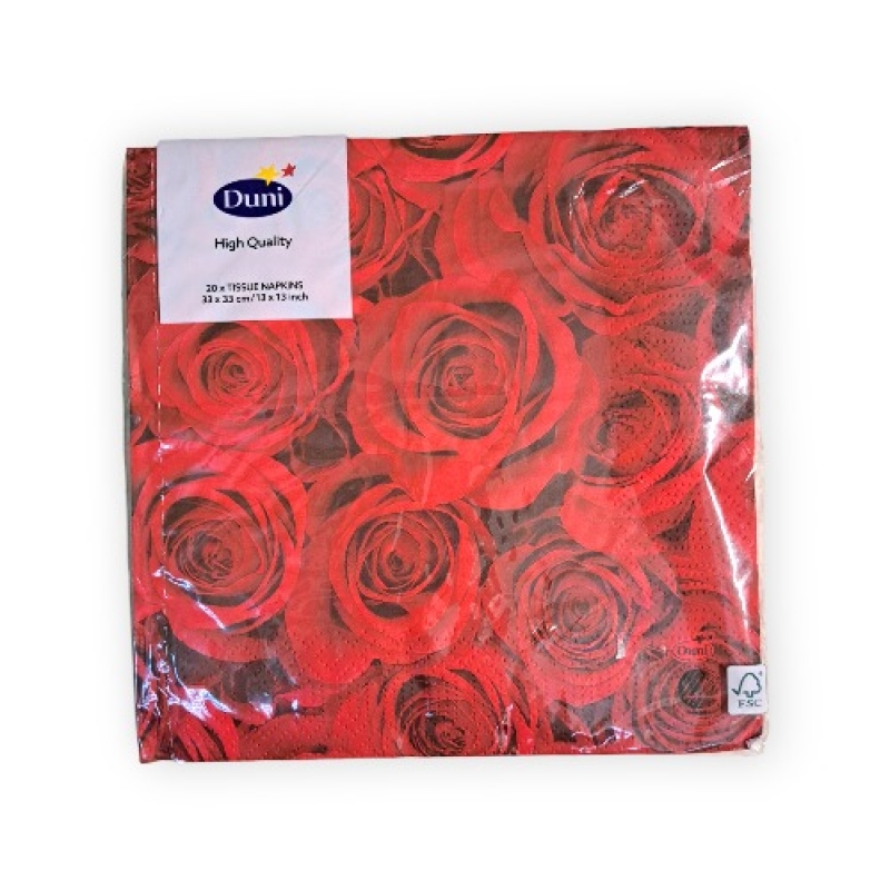 Salvete Tissue 33x33 red rosses20kom