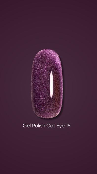 Dark gel polish Cat Eye 15, 6 ml