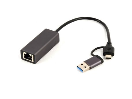 GEMBIRD A-USB3AC-LAN-01 USB 3.1 + type-C Gigabit network adapter, space grey (Alt: A-CMU3-LAN-05)