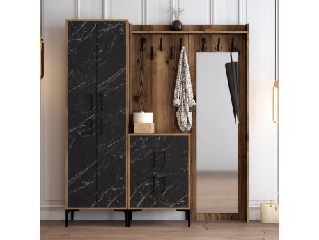 HANAH HOME Berlin ABC Walnut Black Marble Hall Stand