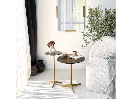 HANAH HOME Solis Gold Bronze Set bočnih stolova