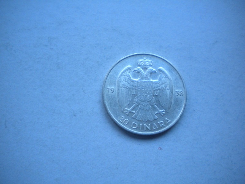 20 DINARA 1938 SREBRO UNC - SRBIJA