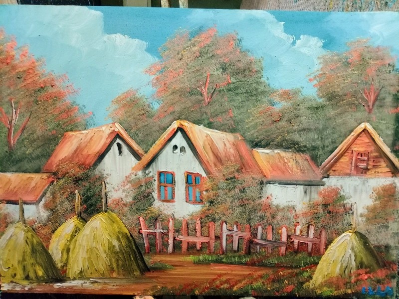 Jedan dan na selu 70x50cm ulje na platnu