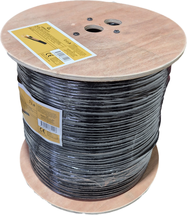 KABL-COAX-RG59+2x0.75 BC/PVC/300M CCTV Bakarni Koaksialni kabl sa napojnim kablom2x0,75mm black 300m