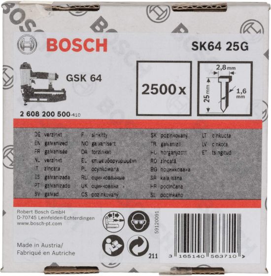 Bosch ravni ekser sa upuštenom glavom SK64 25G 1,6 mm, 25 mm, pocinkovana - 2608200500