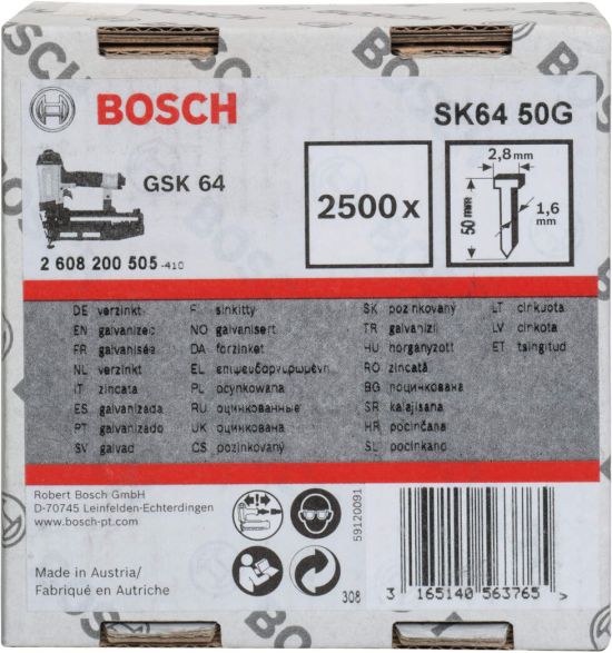 Bosch ravni ekser sa upuštenom glavom SK64 50G 1,6 mm, 50 mm, pocinkovana - 2608200505