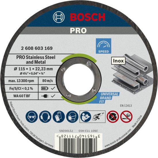Bosch PRO Stainless Steel and Metal rezna ploča 115x1 mm WA 60 T BF ravna (2608603169)