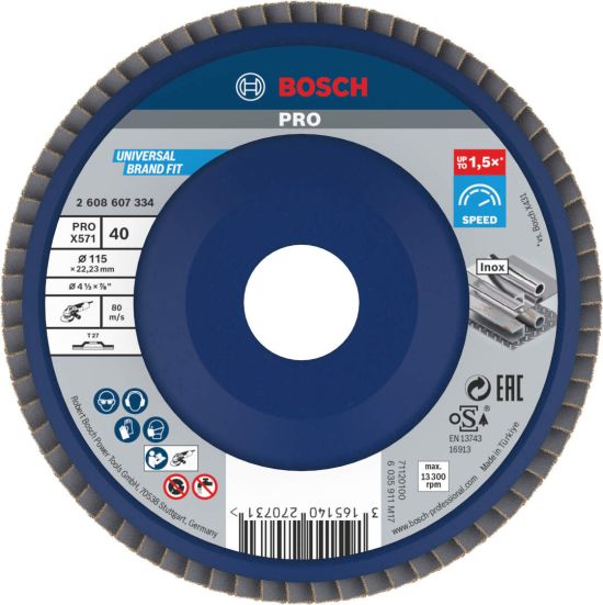 Bosch PRO X571 flap disk 115 mm G40 ravni T27 plastika oSa (2608607334)