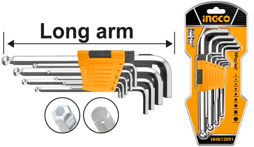 HHK12091 Set imbus ključeva sa kuglom 1.5–10mm – INDUSTRIAL INGCO