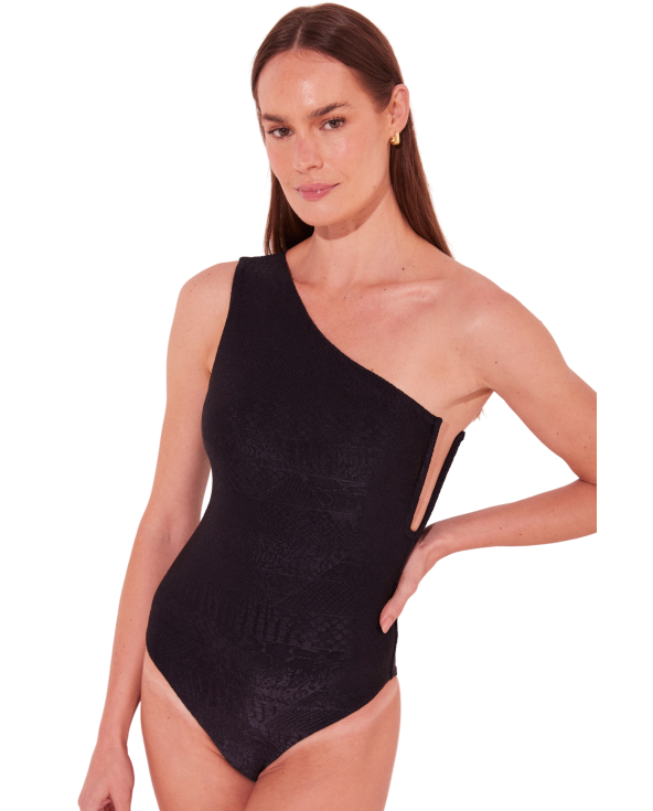 Escamas Black One Shoulder Swimsuit