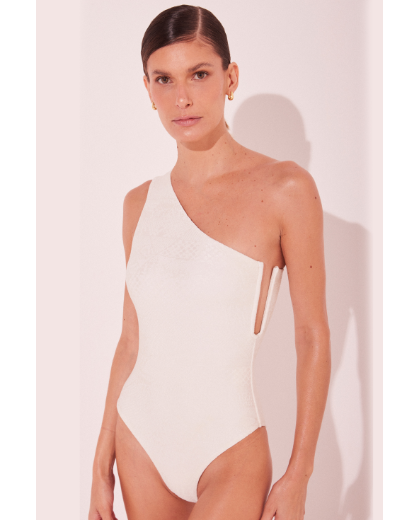 Escamas White One Shoulder Swimsuit