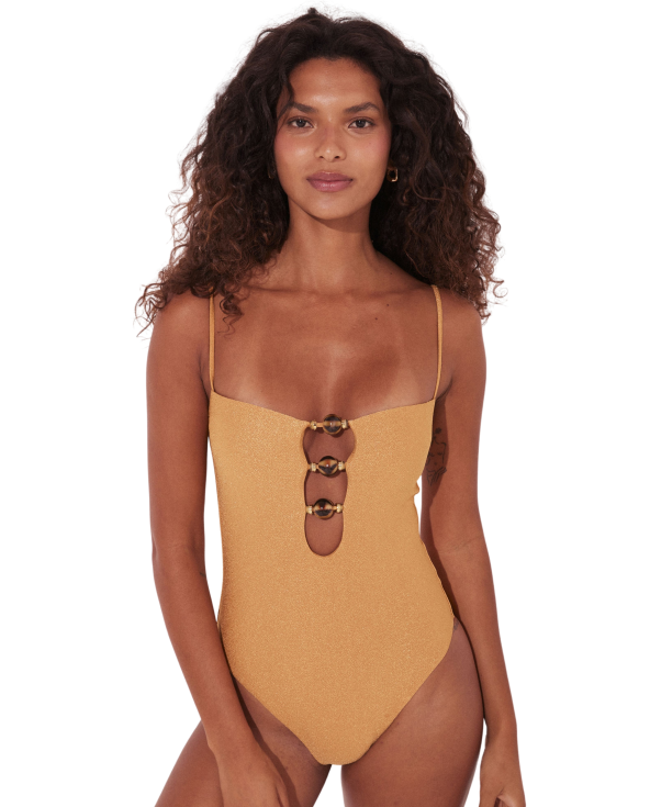 Damasco Laranja Stripe Swimsuit