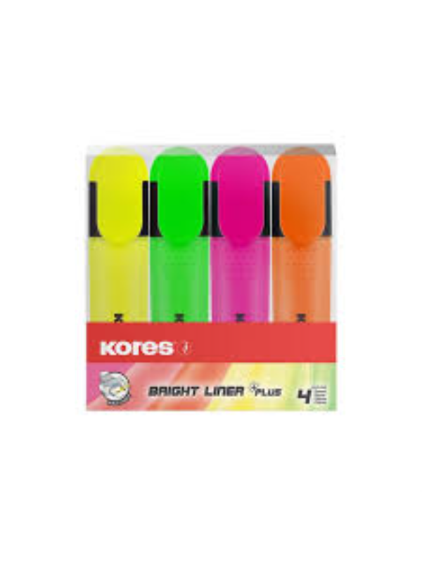 BRIGHT LINER PLUS Set Pastel, kosi vrh ravnog oblika, mix boja, 4/1 u plastičnoj kutiji