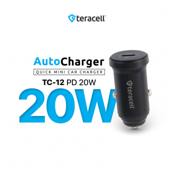 Auto punjac Teracell Evolution TC-12 PD 20W crni sa PD Lightning kablom crni