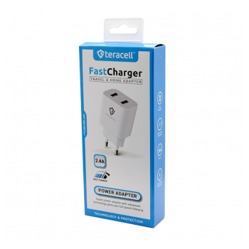 Kucni punjac Teracell TC-08 2USB 5V 2.4A 12W beli