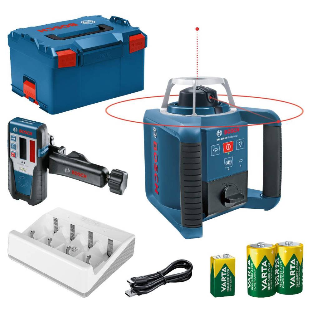 BOSCH 0601061505 GRL 300 HV Rotacioni laser + LR 1 Prijemnik + Baterije i punjač + L-BOXX 238 kofer