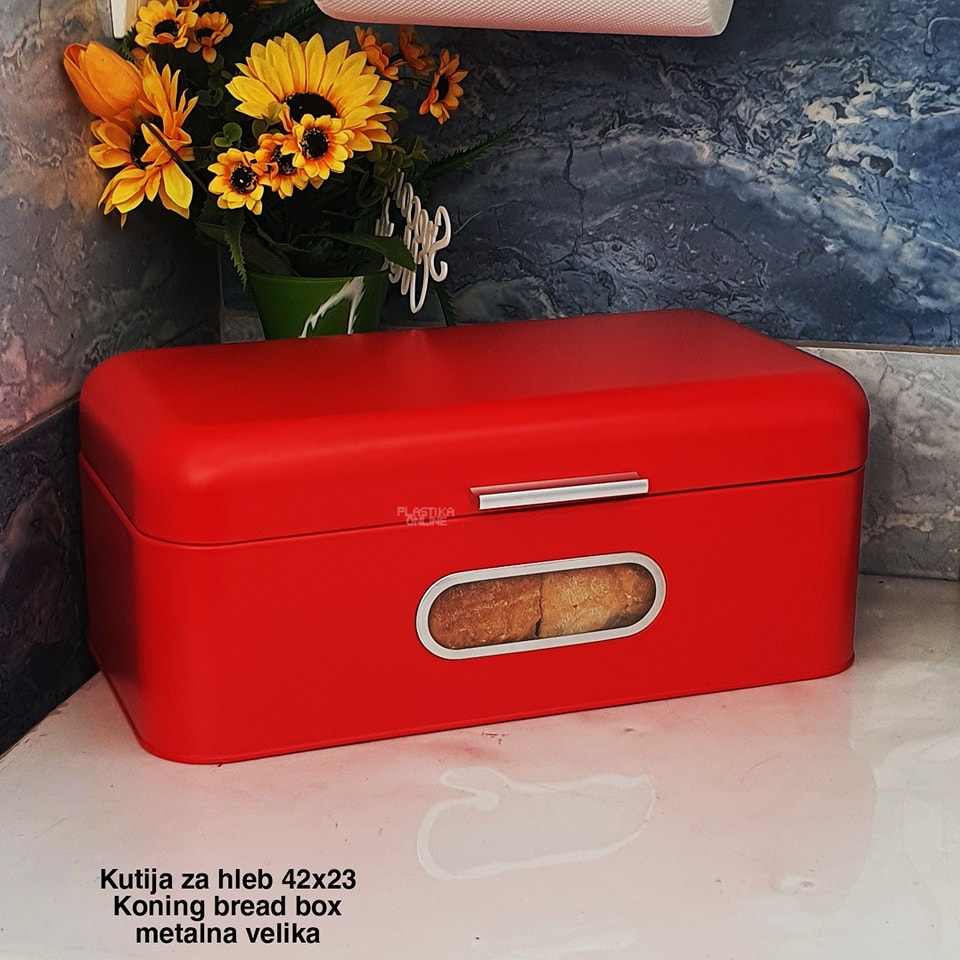 Kutija za hleb 42×33 , Koning bread box metalna velika crvena