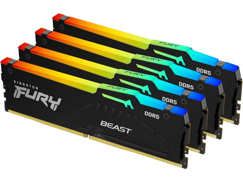 KINGSTON DIMM DDR5 128GB (4X32GB KIT) 5600MHZ KF556C40BBAK4-128 FURY BEAST RGB BLACK XMP