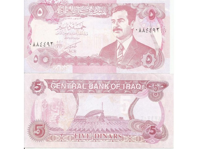 IRAQ Irak 5 dinara 1992. UNC