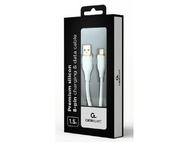 CC-USB2S-AM8PM-1.5M-W Gembird Premium silicon 8-pin cable charging and data cable, 1.5 m, white