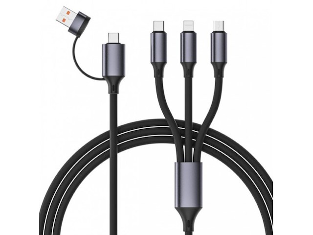 CC-USB2S-ACM31-1.5M Gembird Premium silicon 4-in-1 USB charging cable, 8-pin, Type-C i MicroUSB 1.5m