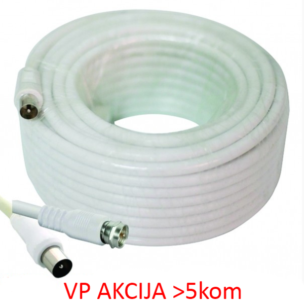 KABL-COAX-RG6/15 white (X553)** koaksialni kabl RG6 konektor F-male/IEC, conduct.18%, 6.5mm 15m (200