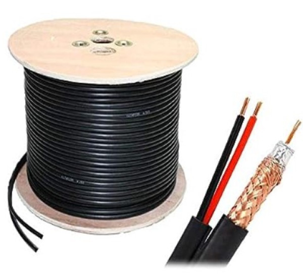 KABL-COAX-RG59+2x0.75 BC/PVC/300M CCTV Bakarni Koaksialni kabl sa napojnim kablom2x0,75mm black 300m