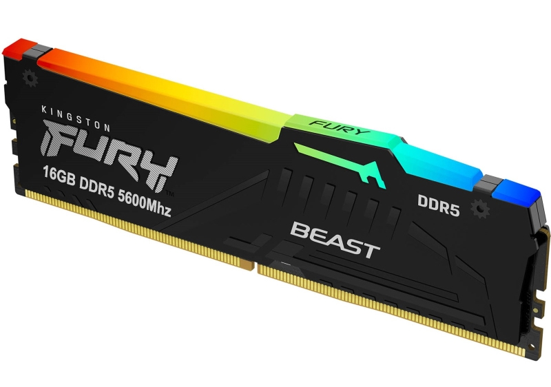 RAM Memorija za kompjuter KINGSTON Fury Beast Black RGB XMP / kapacitet 16GB / frekvencija 5600MHz / standard DDR5 / tip DIMM / latencija CL40 / napon 1.25V / slot 288-pinova / model KF556C40BBA-16